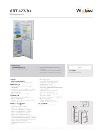 Réfrigérateur combiné ART 477/A+ | Manualzz
