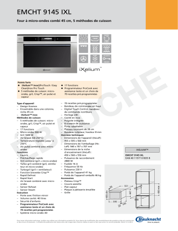Bauknecht EMCHT 9145 IXL Product data sheet | Manualzz