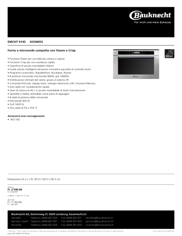 Bauknecht EMCHT 9145/IXL Product data sheet | Manualzz