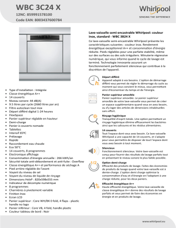 Whirlpool WBC 3C24 X Product data sheet | Manualzz