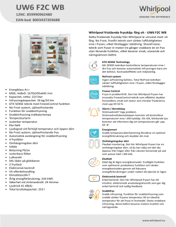 Whirlpool UW6 F2C WB Product data sheet | Manualzz