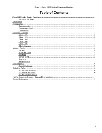 Cisco 1600 Series Router Architecture - White Paper | Manualzz