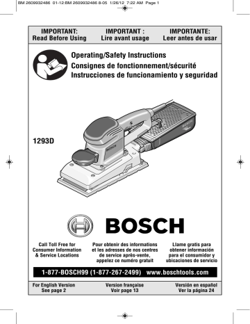 Bosch Power Tools Sander 1293D User manual | Manualzz