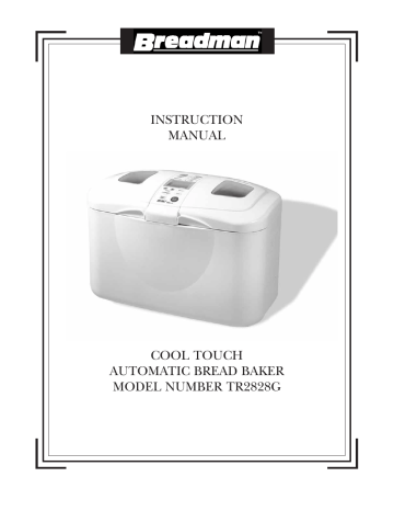 Breadman Bread Maker TR2828G Instruction manual | Manualzz