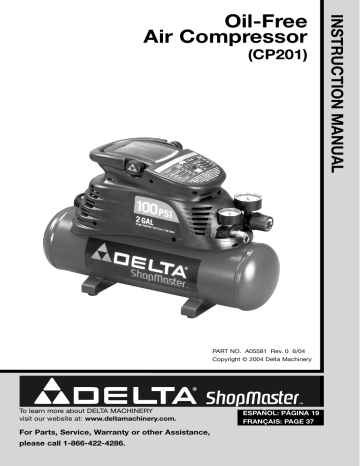 Delta Air Compressor A05581 User manual | Manualzz