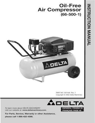 Delta Air Compressor 66-500-1 User manual | Manualzz