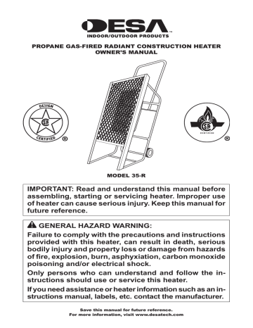 Desa Electric Heater 35-R User manual | Manualzz