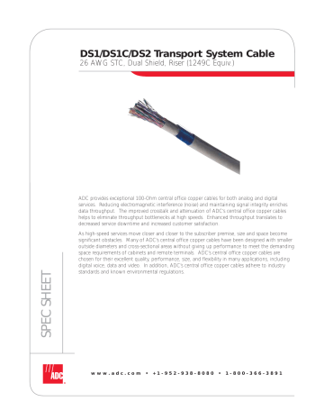transport system cable 1249C DS1/DS1C/DS2 SPEC SHEET | Manualzz