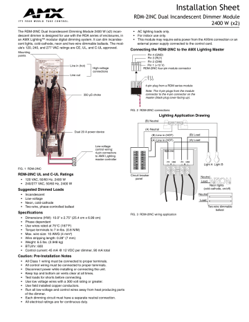 AMX Incandescent Dimmer Module RDM 2INC Installation Sheet | Manualzz