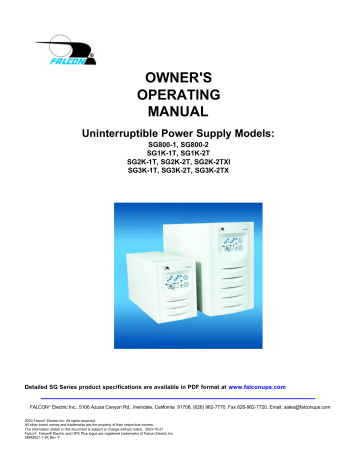 Falcon Power Supply SG1K-1T User manual | Manualzz