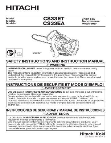 Hitachi Koki USA Chainsaw Sharpener CS33ET User manual | Manualzz