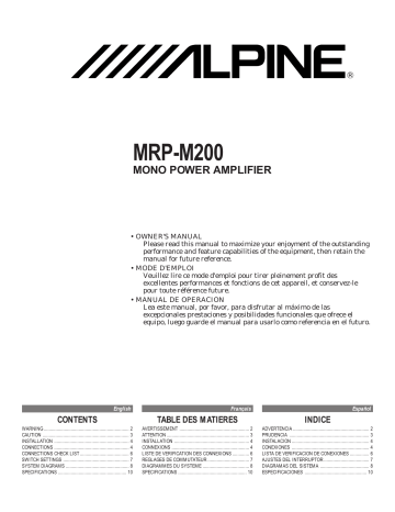 Alpine Stereo Amplifier MRP-M200 User manual | Manualzz