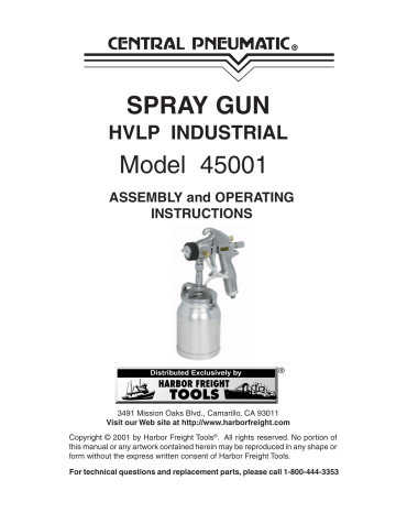 Harbor Freight Tools Paint Sprayer 45001 User manual | Manualzz