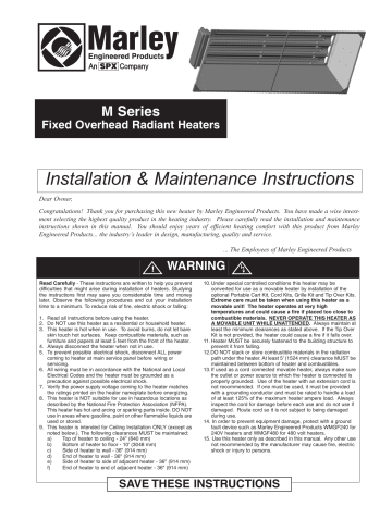 Marley Engineered Products Electric Heater M Series User manual | Manualzz