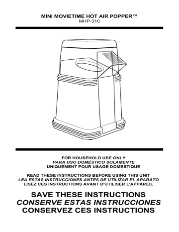 Nostalgia Electrics Popcorn Poppers MHP-310 User manual | Manualzz