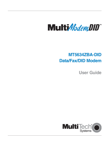 Multi-Tech Systems Modem MT5634ZBA-DID User manual | Manualzz