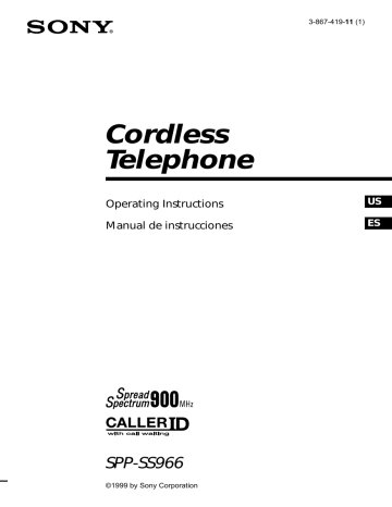 Sony Cordless Telephone SPP-SS966 User manual | Manualzz