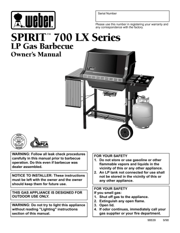 Weber Charcoal Grill 700 LX User manual | Manualzz
