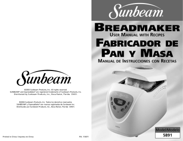 Sunbeam Bread Maker 5891 User manual | Manualzz