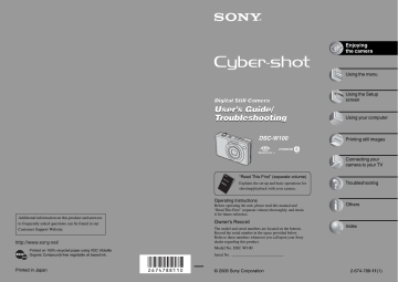 Sony DSC-W100 Cyber-shot® Digital Still Camera Operating instructions | Manualzz