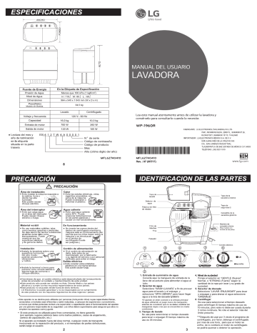 Manual de usuario LG WP-1960R - Lavadora de 16 kg | Manualzz