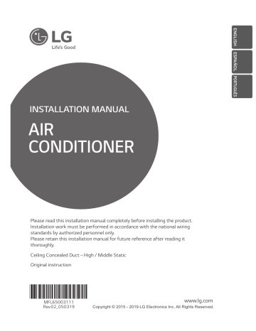 LG ARNU48GM3B4 Installation guide | Manualzz