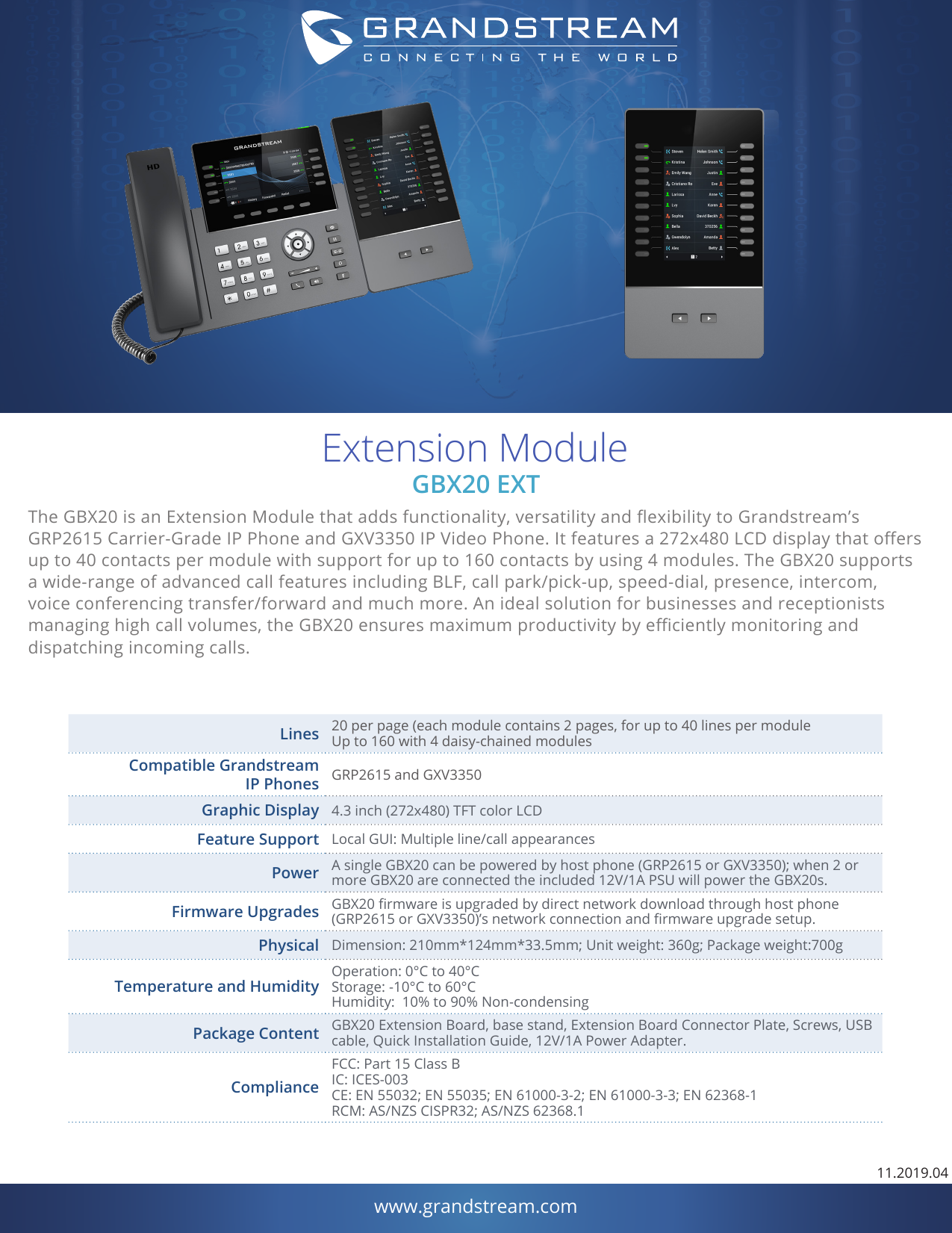 Grandstream GBX20 Extension Module, GBX20 Datasheet | Manualzz