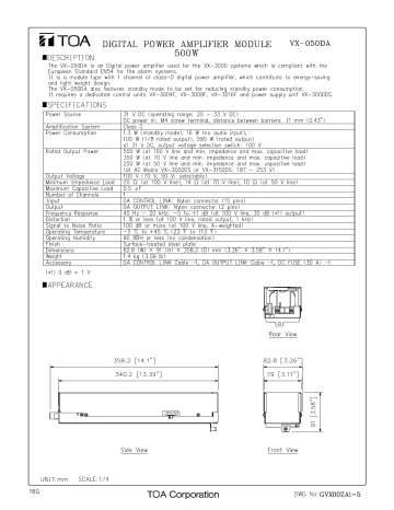 Optimus VX-050DA MODULO DE POTENCIA CLASE D 500W Datasheet | Manualzz