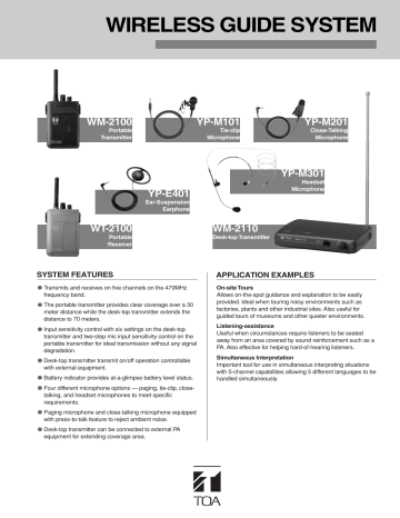 TOA YP-M101 Specification Sheet | Manualzz