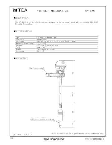 Optimus YP-M101 MICROFONO DE SOLAPA TIE-CLIP Datasheet | Manualzz