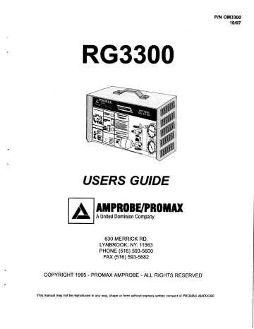 Amprobe RG3300 Refrigerant Recovery Unit Manual | Manualzz