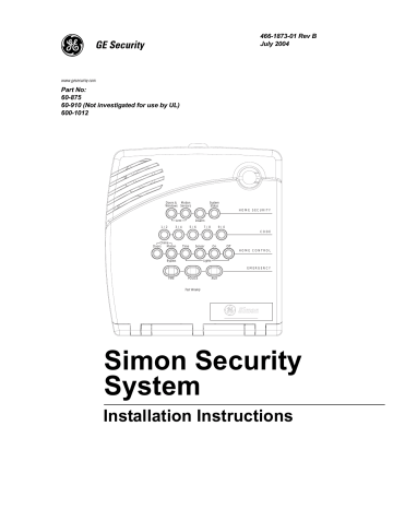 Interlogix Simon Security System Installation Instructions | Manualzz