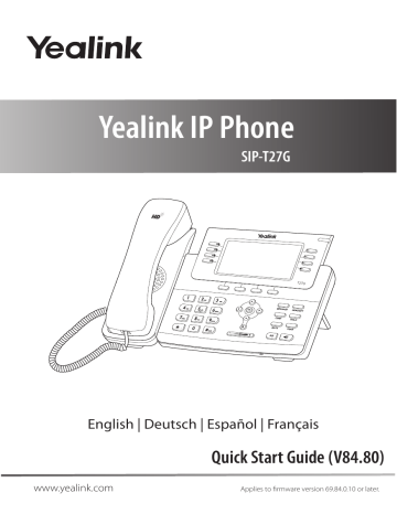 Yealink SIP-T27G Guide de démarrage rapide | Manualzz