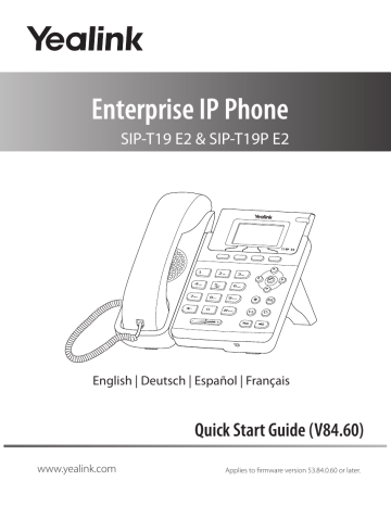 Yealink SIP-T19 E2 & T19P E2 Quick start guide | Manualzz