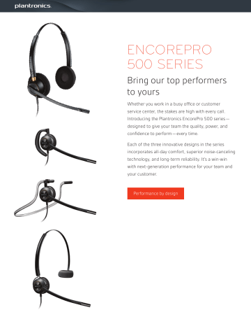 Plantronics EncorePro 510/520 Product Guide | Manualzz