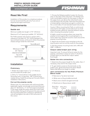 Fishman Prefix Premium Blend Preamp Install Guide | Manualzz