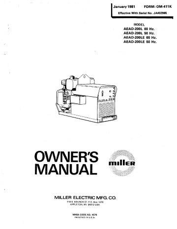 Miller AEAD-200LE User manual | Manualzz