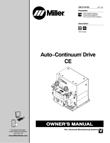 Miller AUTO-CONTINUUM DRIVE User Owner’s Manual | Manualzz
