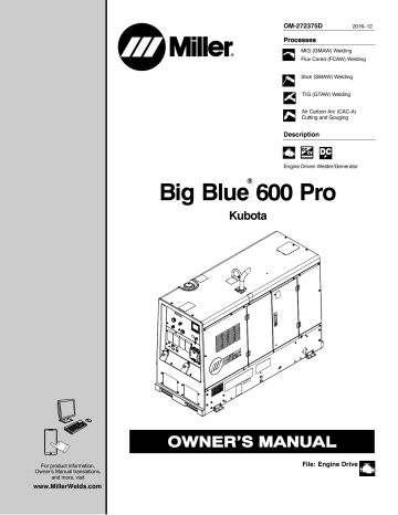 Miller BIG BLUE 600 PRO User Owner’s Manual | Manualzz