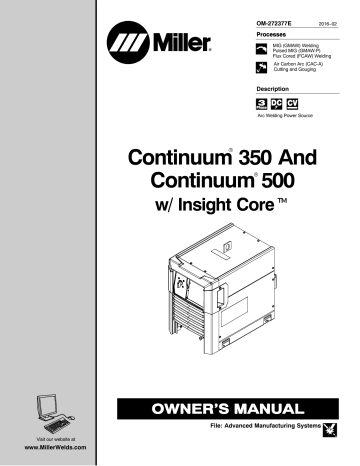 Miller CONTINUUM 500 W/INSIGHT CORE User manual | Manualzz