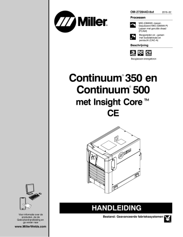 Miller CONTINUUM 500 W/INSIGHT CORE CE Handleiding | Manualzz