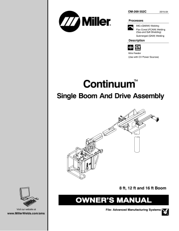 Miller CONTINUUM SINGLE BOOM AND DRIVE ASSEMBLY User manual | Manualzz