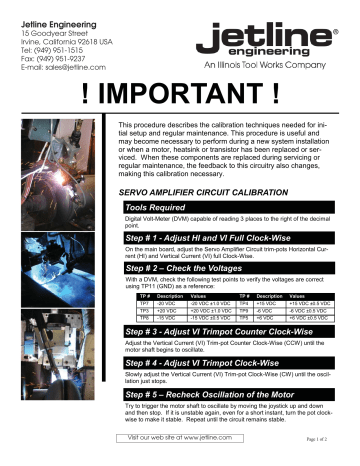 Miller JETLINE 9660_SEAM TRACKER CALIBRATION User manual | Manualzz