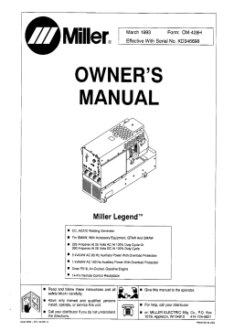 Miller LEGEND - Owner's manual | manualzz.com