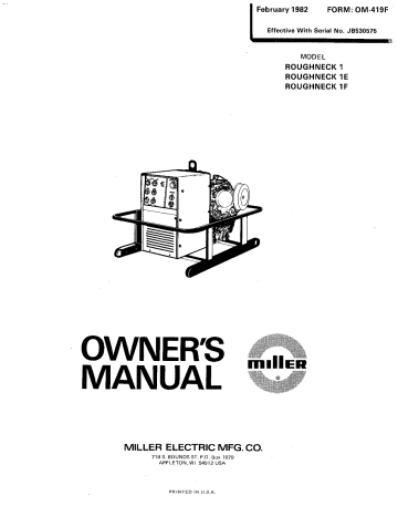 Miller ROUGHNECK 1F User manual | Manualzz
