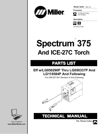 Miller SPECTRUM 375 AND ICE-27C TORCH User manual | Manualzz