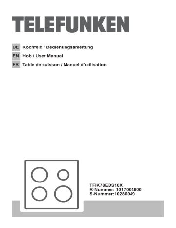Telefunken TFIK78EDS10X Hob Instruction manual | Manualzz