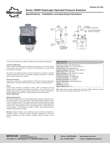 Dwyer Series 1000W Instruction Manual | Manualzz