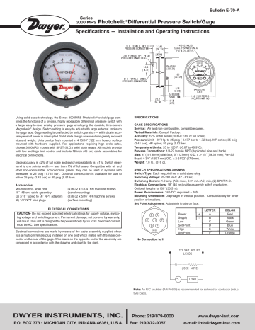 Dwyer Series 3000MR/3000MRS Instruction Manual | Manualzz