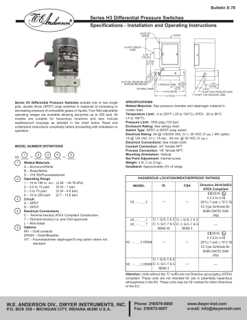 Dwyer Series H3 Instruction Manual | Manualzz